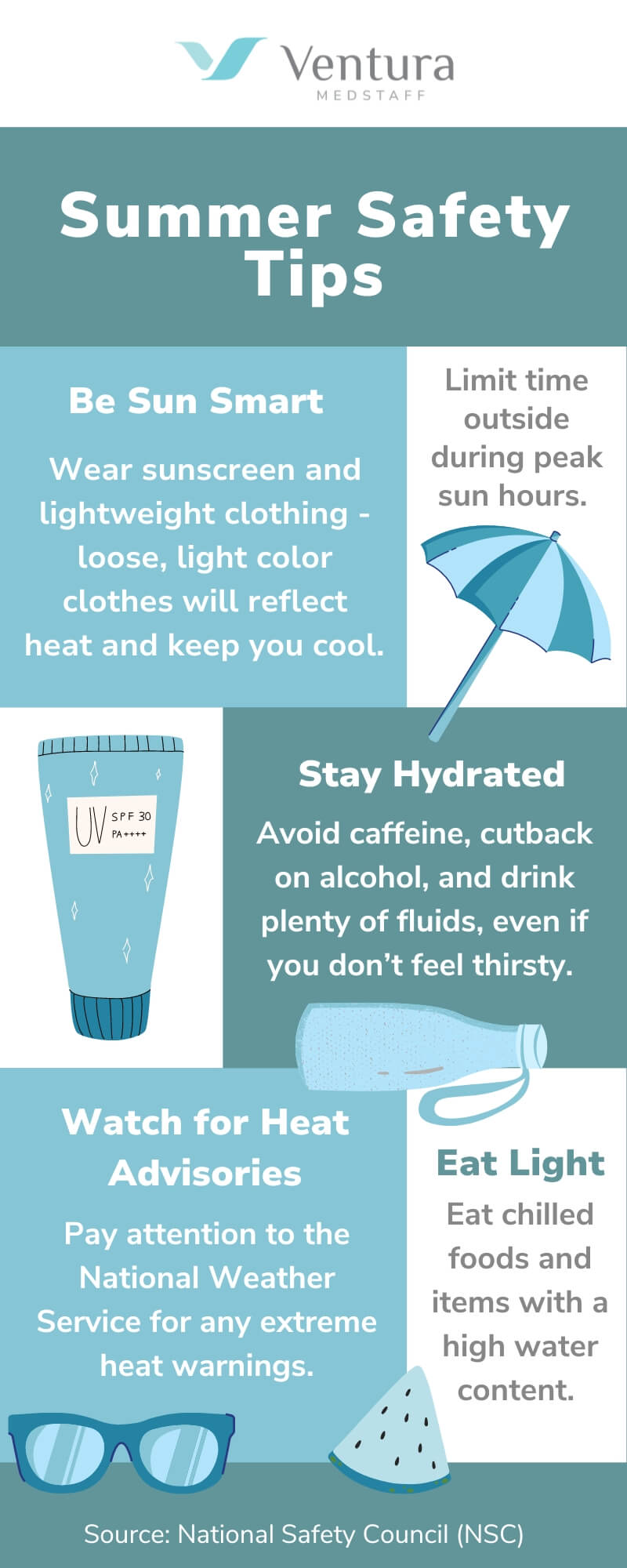 Summer Safety Tips Infographic - Ventura MedStaff